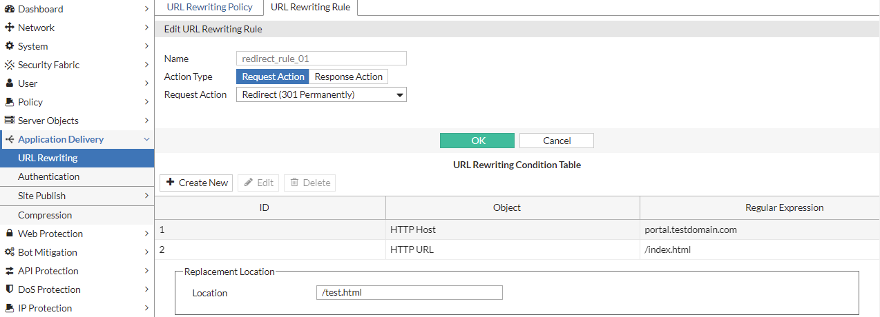 Application Delivery - URL Rewriting | FortiWeb 7.6.0 | Fortinet Document Library